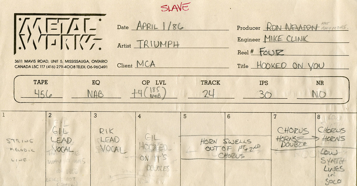 Studio Track Sheets – The Official Triumph Store